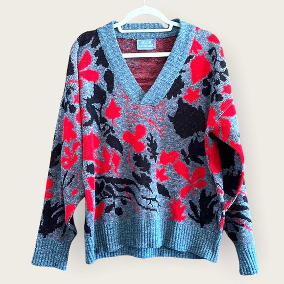Le Tigre | Sweaters | Vintage Le Tigre Abstract Floral Modern Acrylic V ...